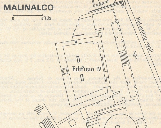 1968 Malinalco Mexico Archeological Zone Vintage Map - Etsy