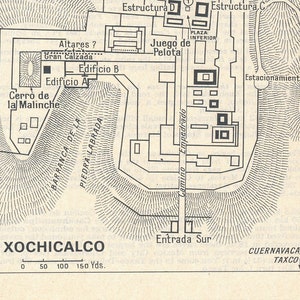 1968 Xochicalco Mexico Vintage Map - Etsy