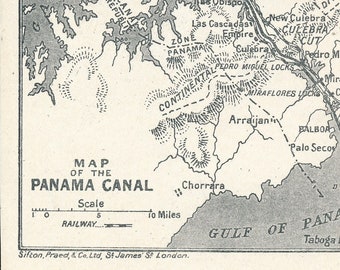 Panama Canal Map of the Panama Canal Antique Zone Original Print Old ...