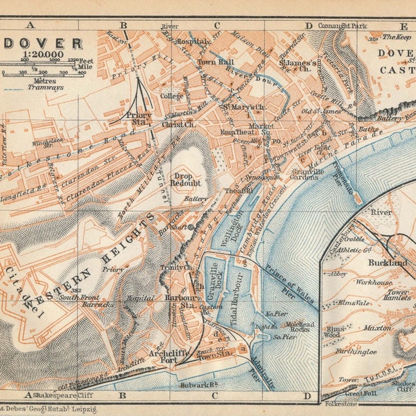 Old Map of Dover - Etsy Canada