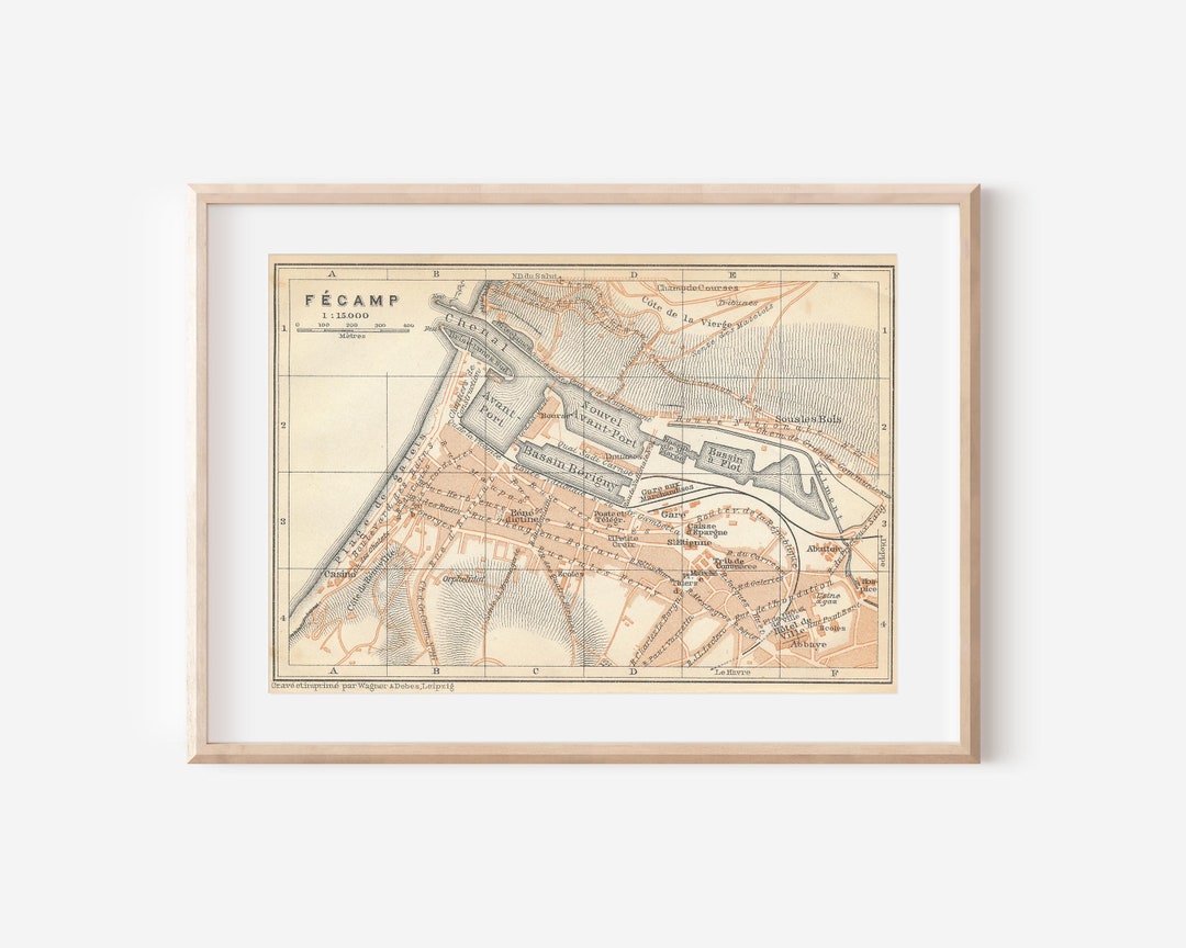 1909 Fecamp France Antique Map - Etsy