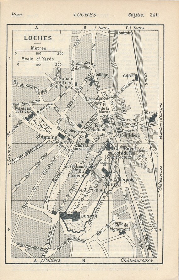 1926 Loches France Antique Map - Etsy