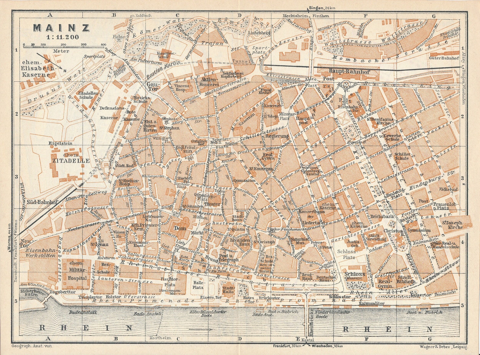 1931 Mainz Germany Antique Map - Etsy