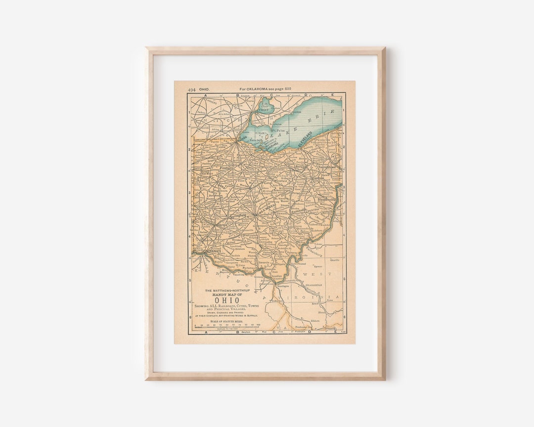 1891 Ohio Antique Map - Etsy