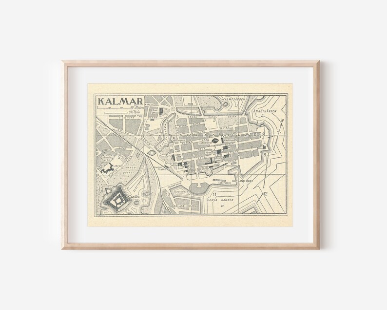 1952 Kalmar Sweden Vintage Map - Etsy