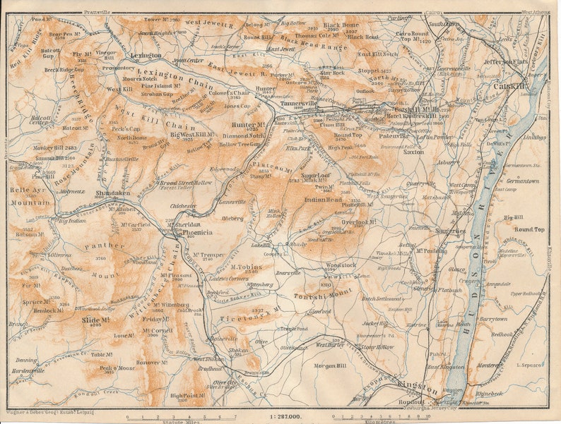 1909 Catskill Mountain Range Catskills Antique Map - Etsy