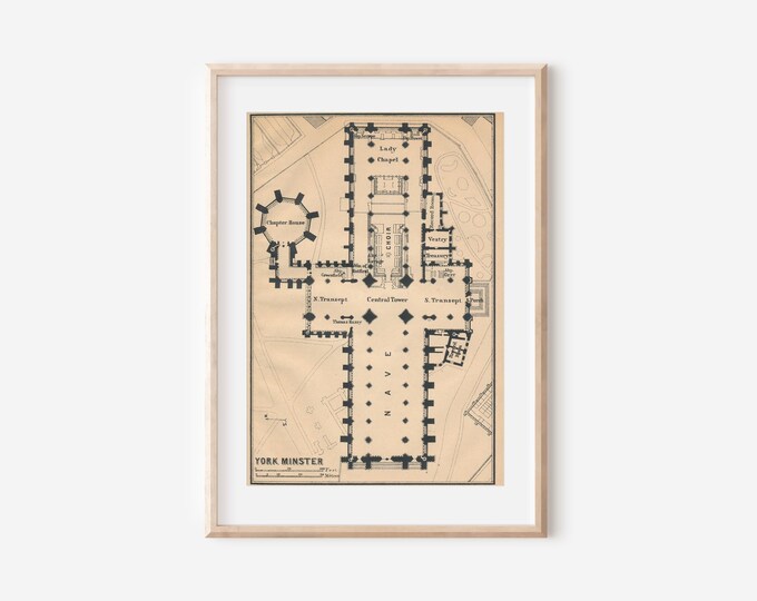 1906 York Minster Cathedral United Kingdom Antique Map - Etsy