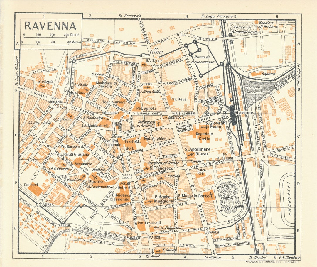 1953 Ravenna Italy Vintage Map - Etsy