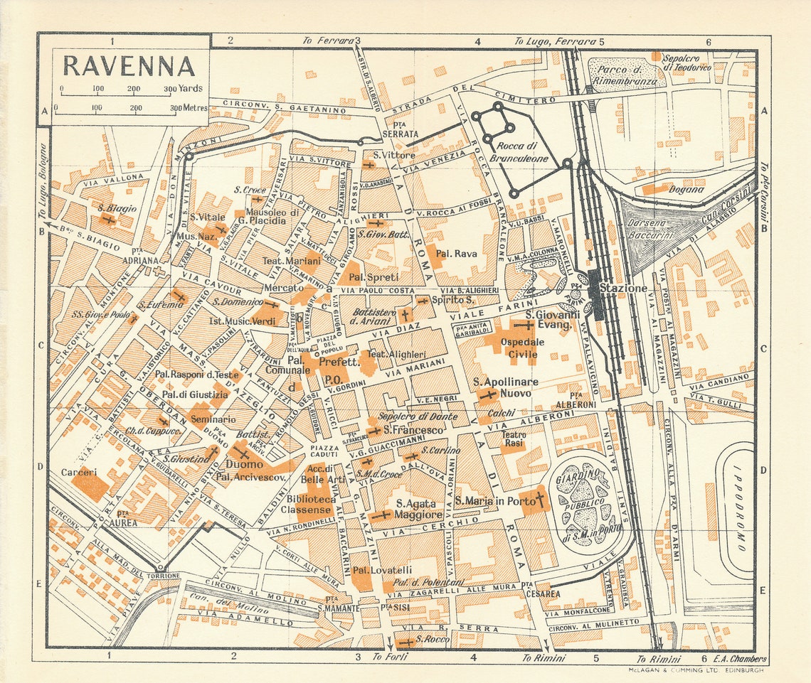 1953 Ravenna Italy Vintage Map - Etsy