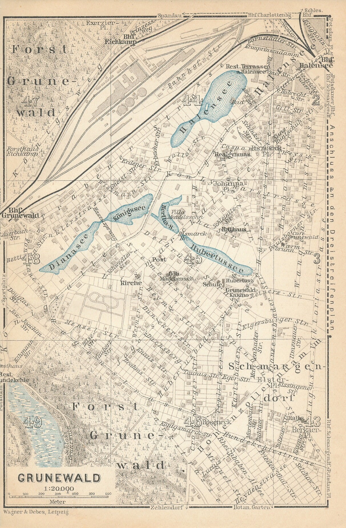 1910 Grunewald Berlin Germany Antique Map - Etsy
