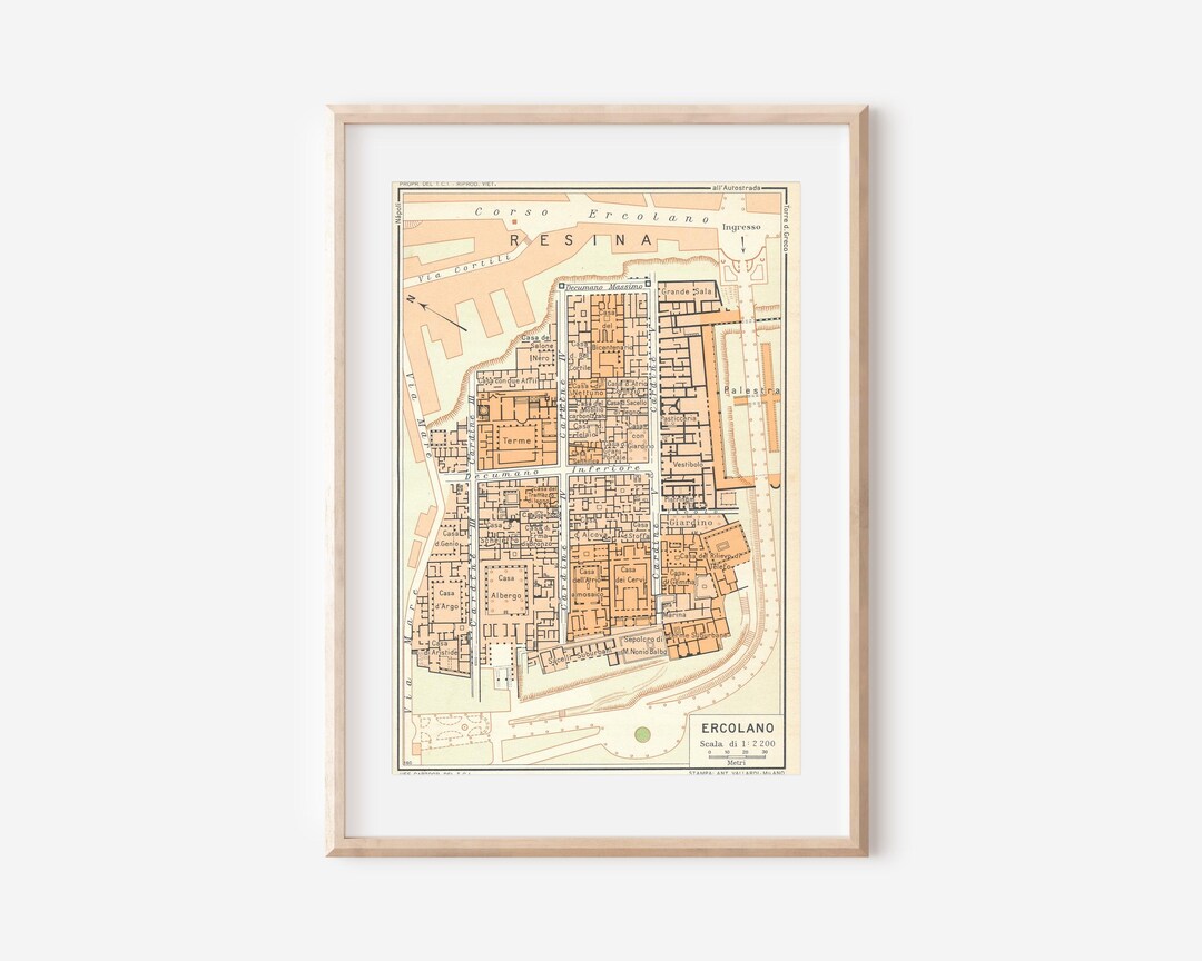 1960 Ercolano Italy Vintage Map - Etsy