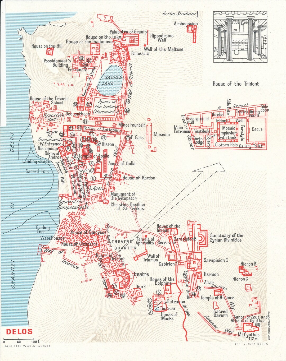 1964 Delos Greece Vintage Map - Etsy