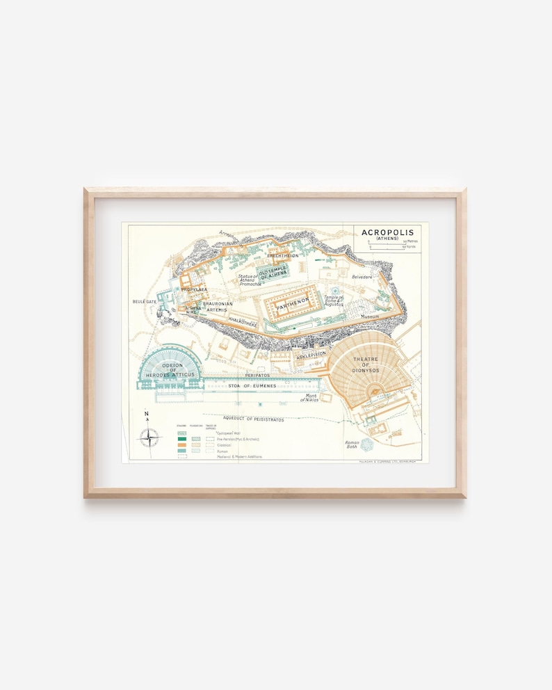1967 Acropolis of Athens Greece Vintage Map - Etsy UK