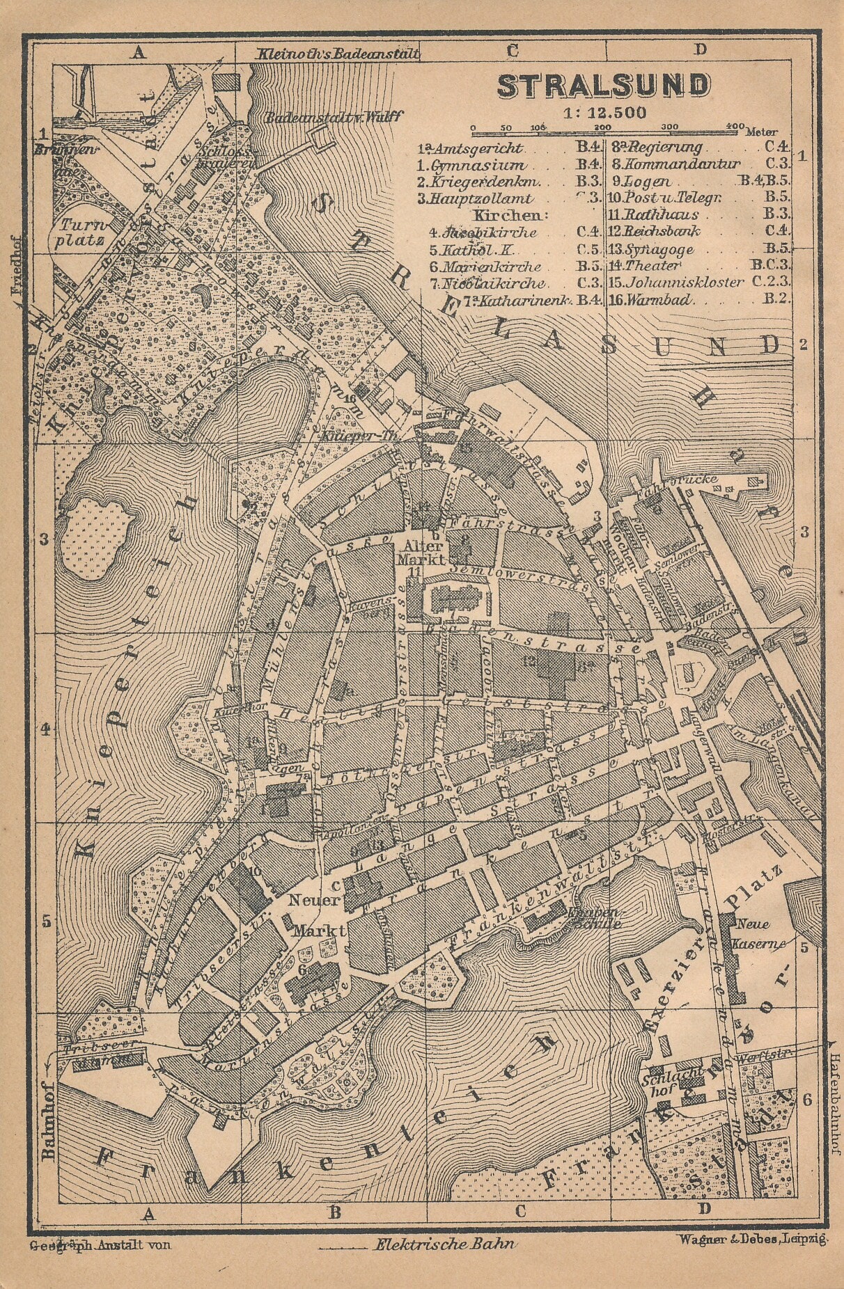 1904 Stralsund Germany Antique Map - Etsy
