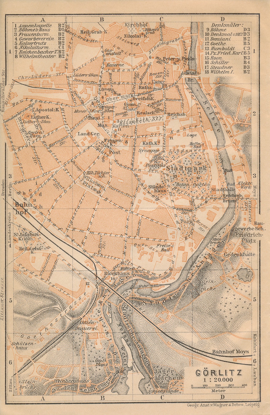 1913 Gorlitz Germany Antique Map | Etsy