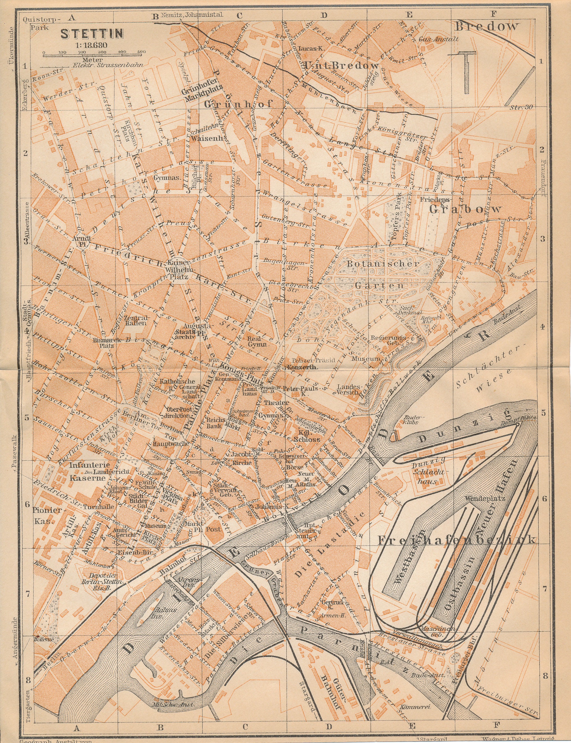 1913 Szczecin Poland formerly Stettin Germany Antique Map - Etsy