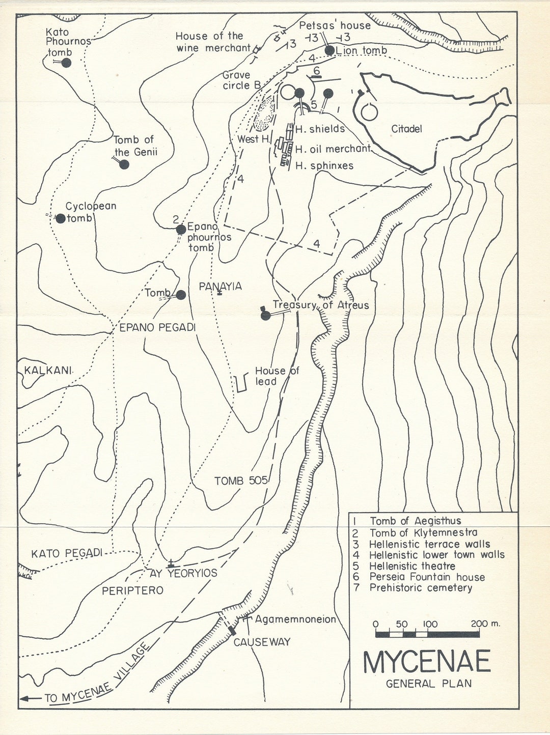 1967 Mycenae Greece Vintage Map - Etsy