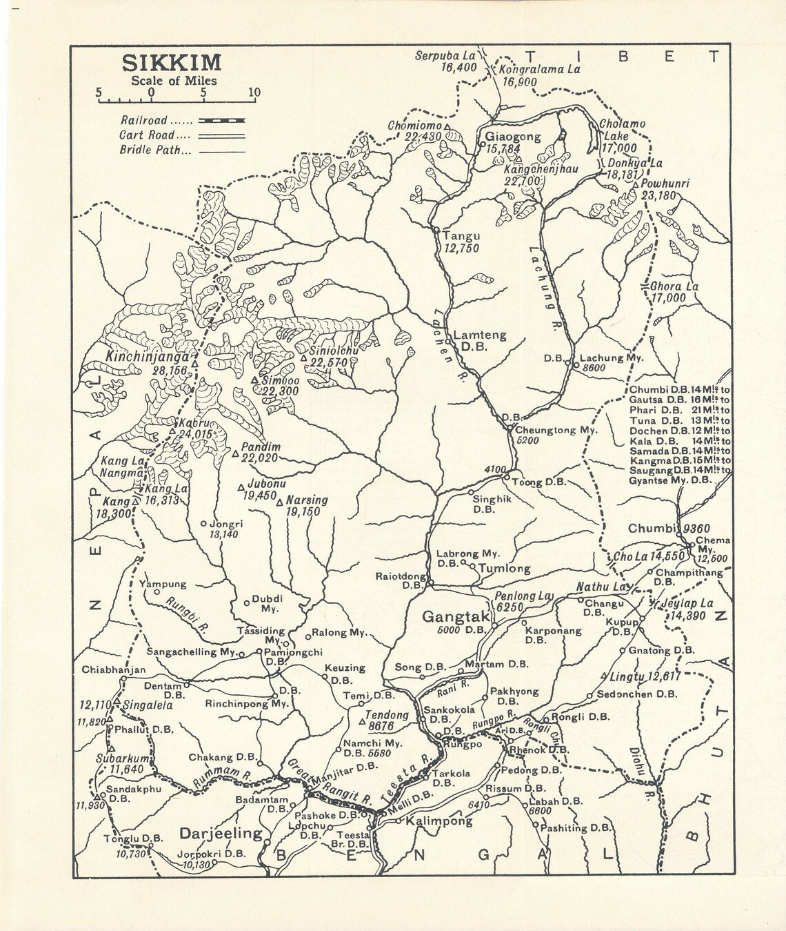 1962 Sikkim India Vintage Map | Etsy