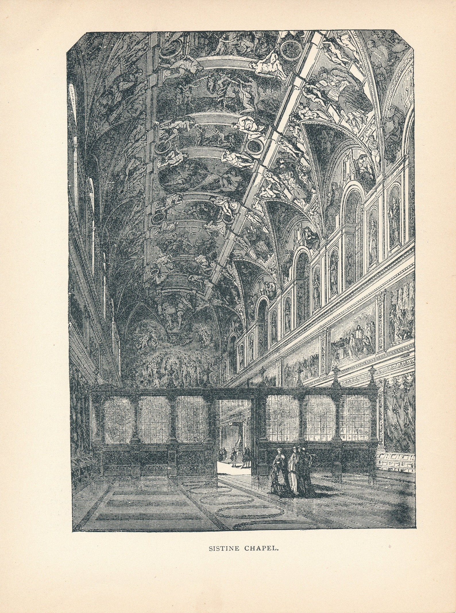 1885 Sistine Chapel Vatican City Rome Italy Antique Print | Etsy