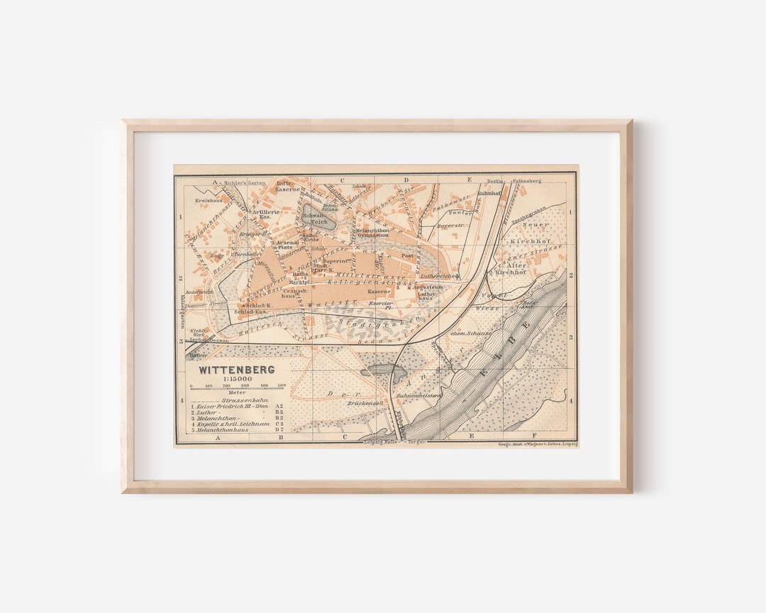 1913 Wittenberg Germany Antique Map - Etsy
