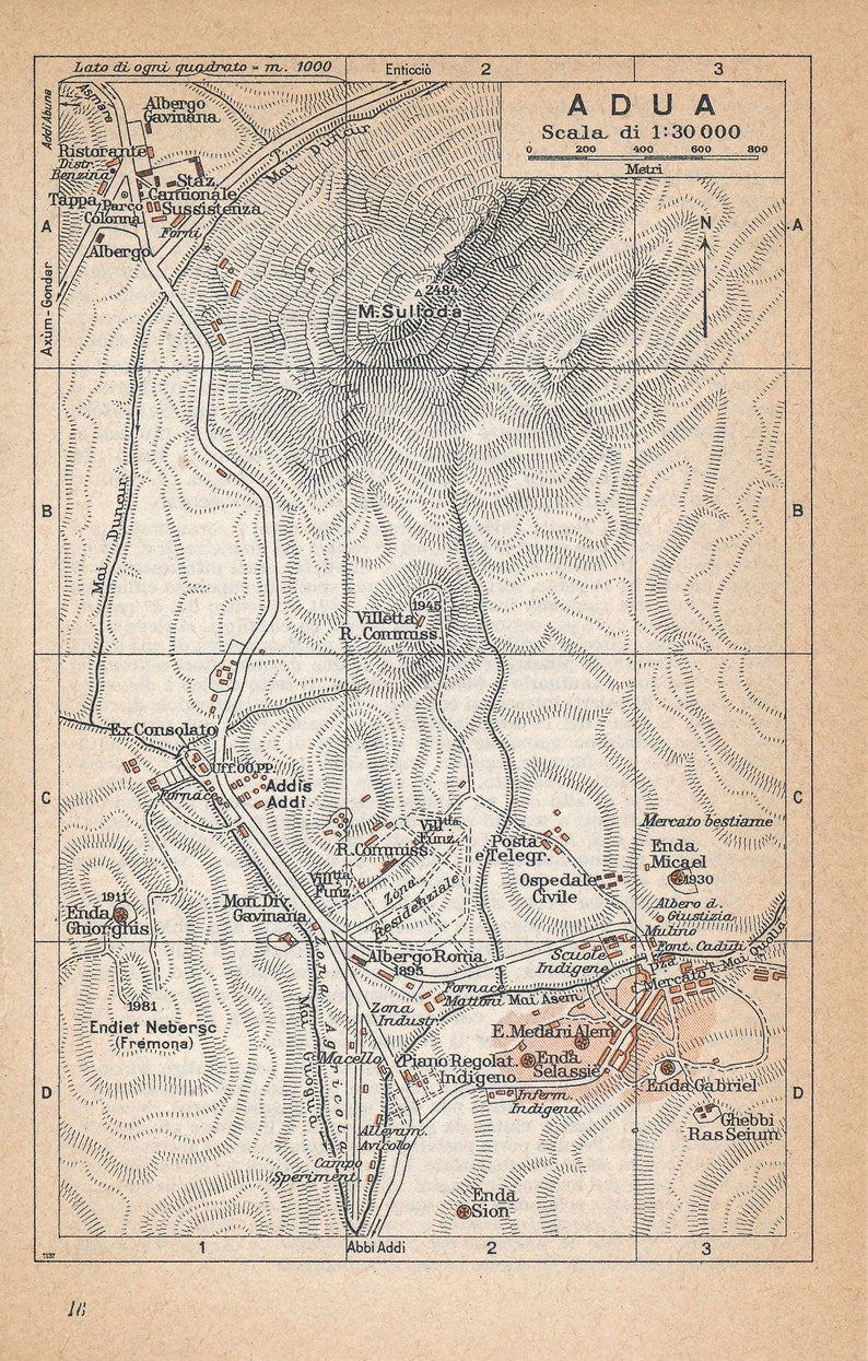 1938 Adwa Ethiopia Antique Map - Etsy Canada