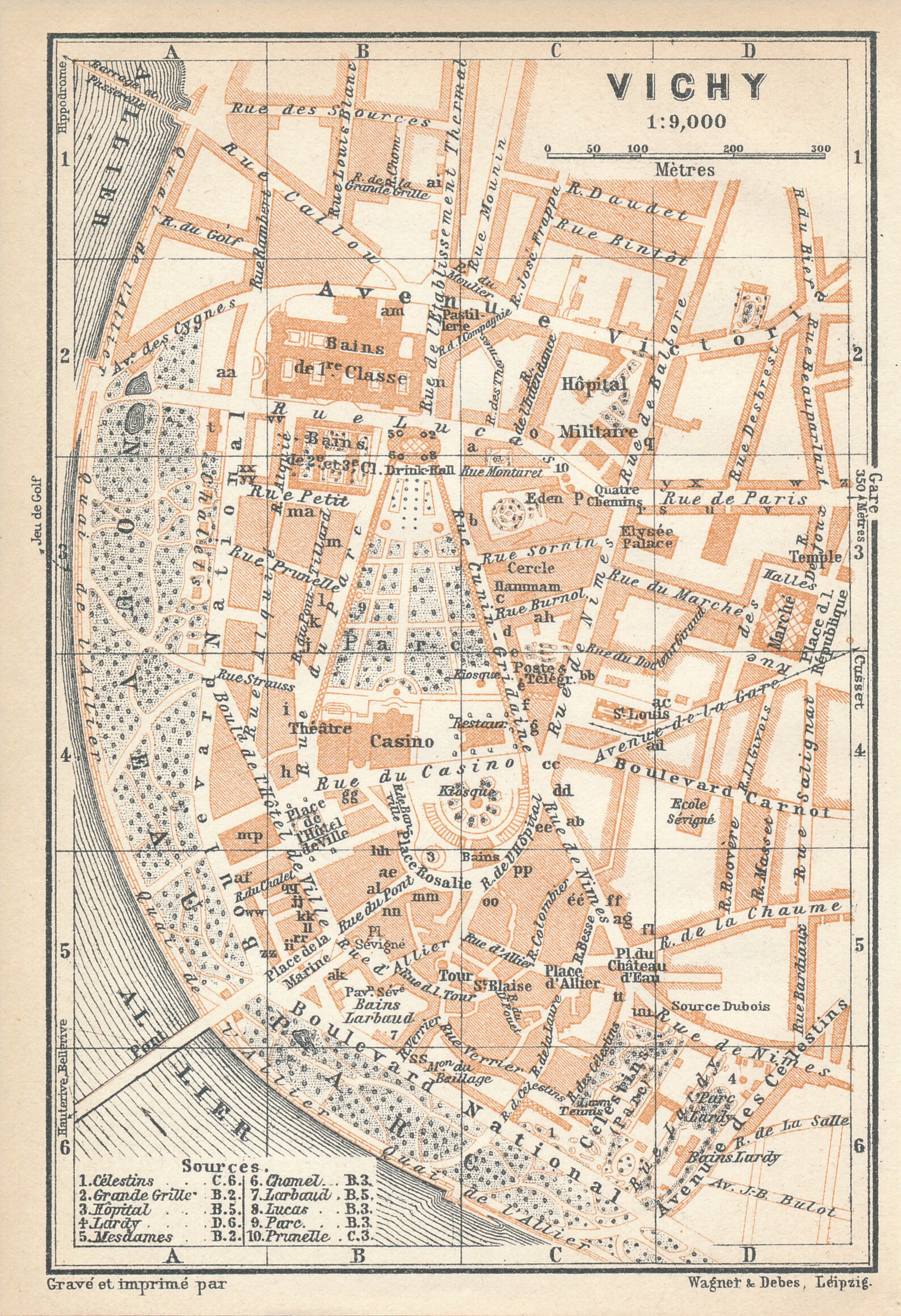 1914 Vichy France Antique Map | Etsy