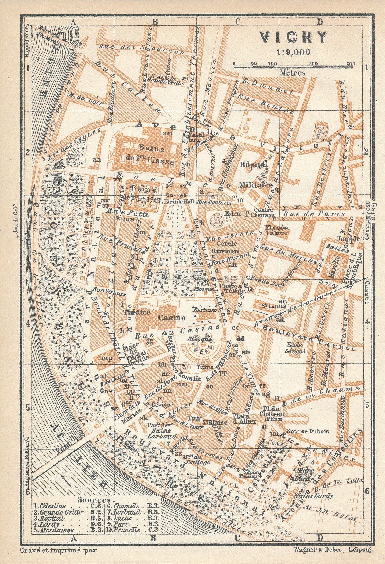 1914 Vichy France Antique Map - Etsy