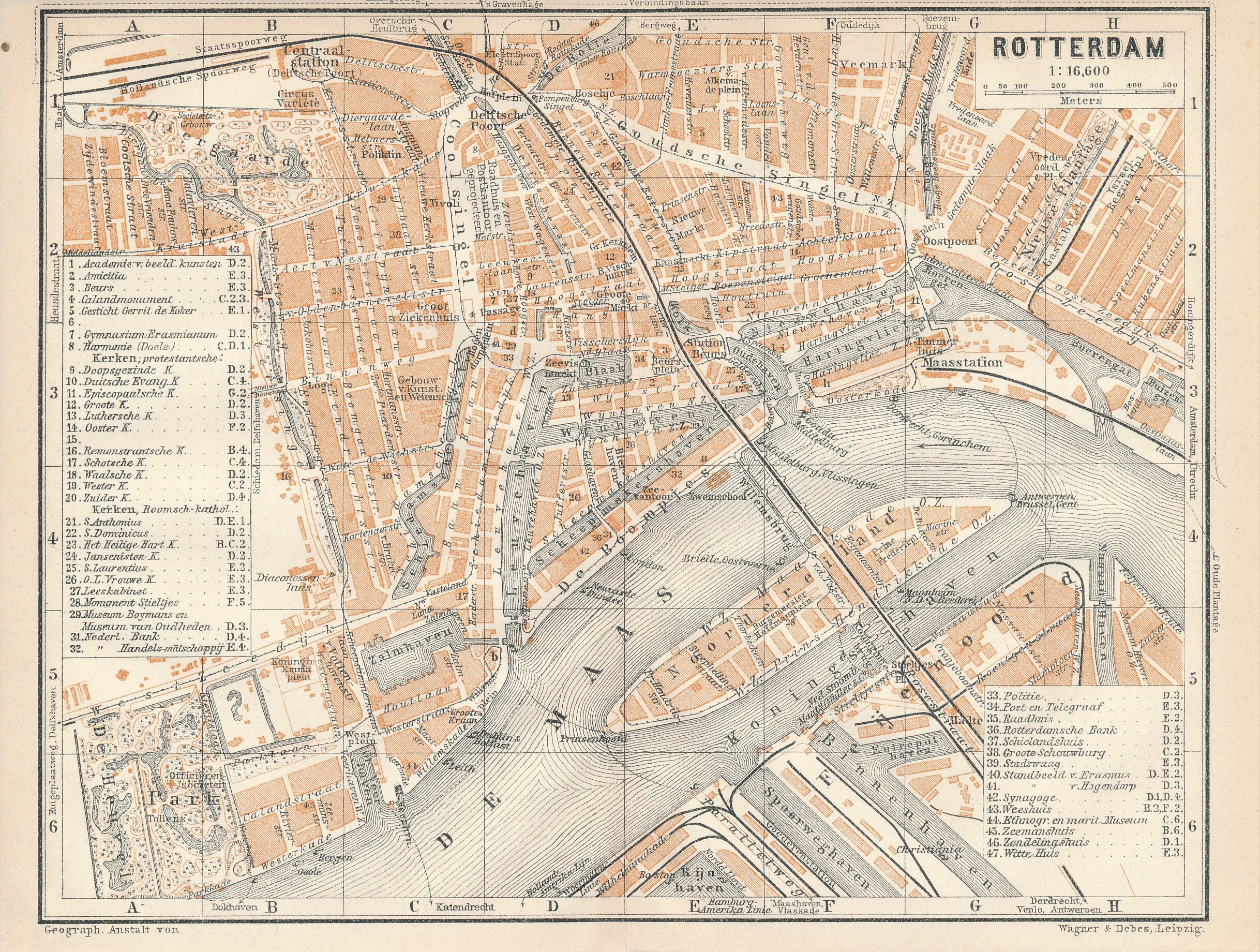 1910 Rotterdam Netherlands Antique Map | Etsy