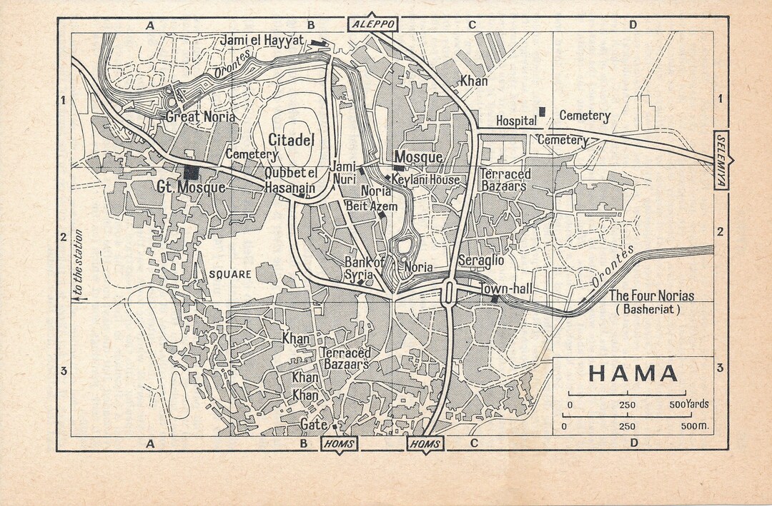 1966 Hama Syria Vintage Map - Etsy