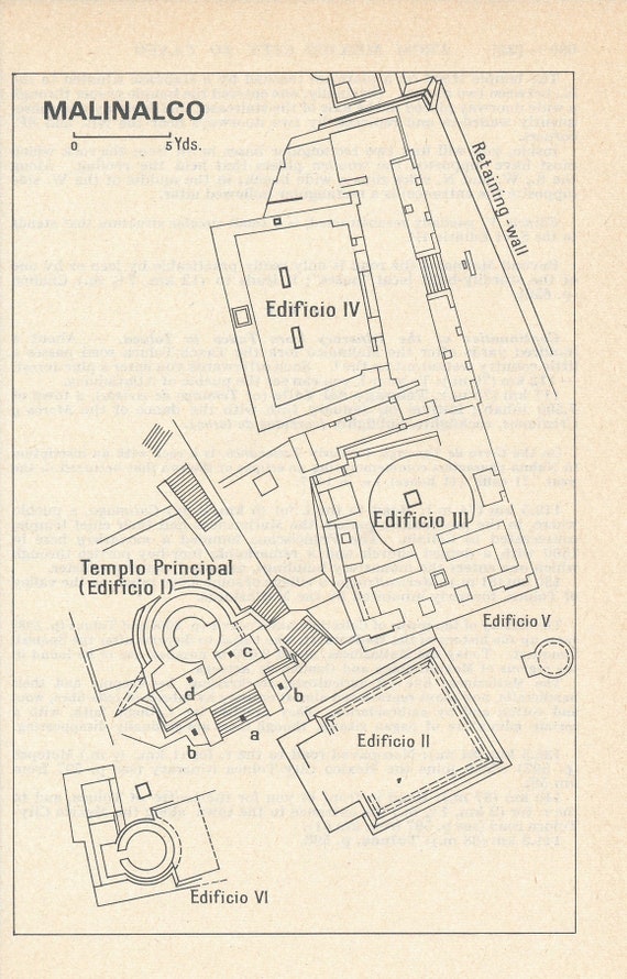 1968 Malinalco Mexico Archeological Zone Vintage Map | Etsy