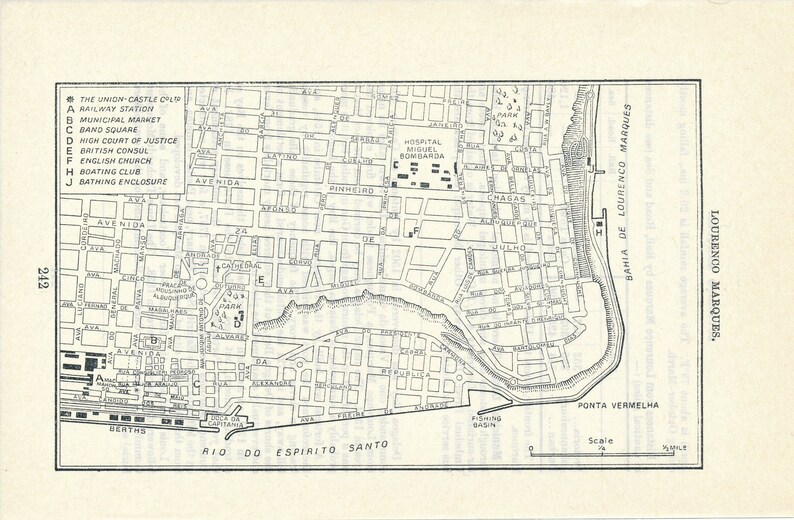 1962 Maputo Mozambique Vintage Map - Etsy
