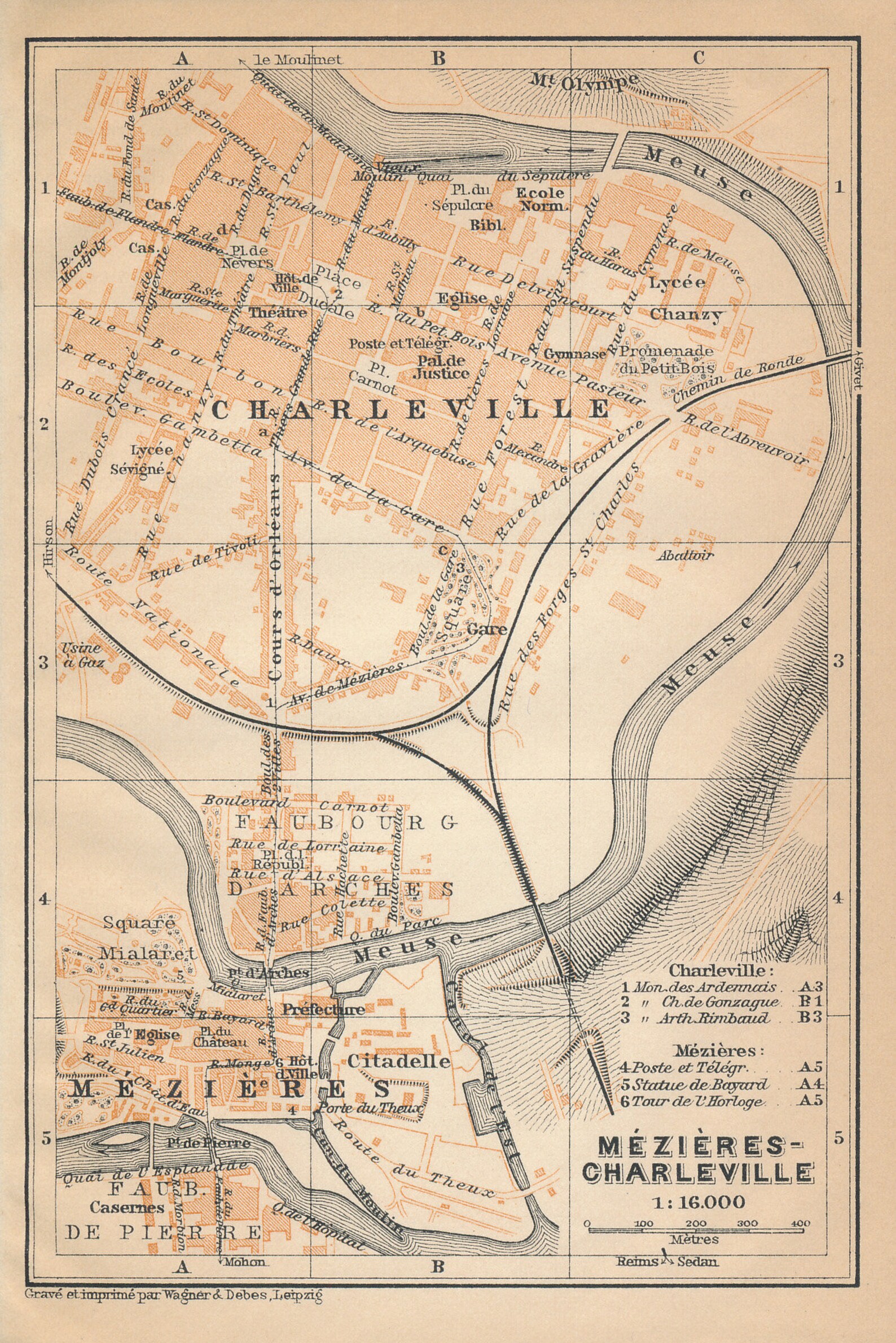 1909 Charleville-Mezieres France Antique Map | Etsy