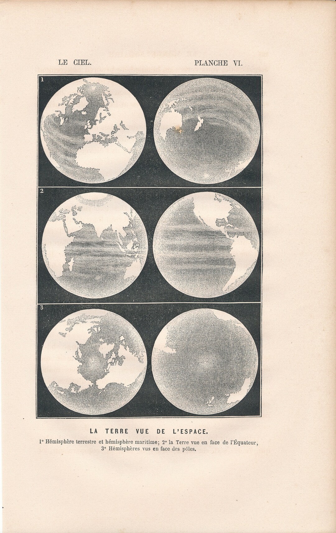 1870 Earth, Globe Antique Astronomy Print - Etsy