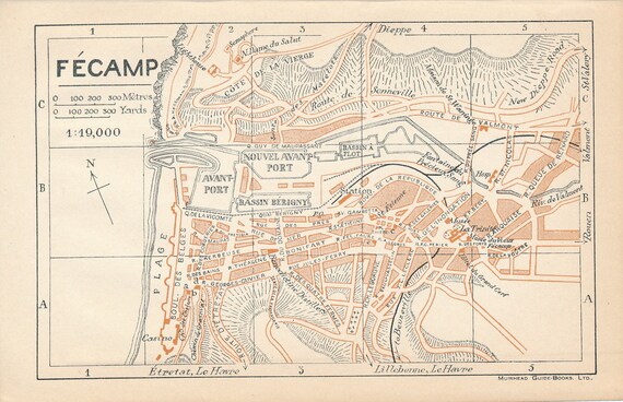 1926 Fecamp France Antique Map - Etsy