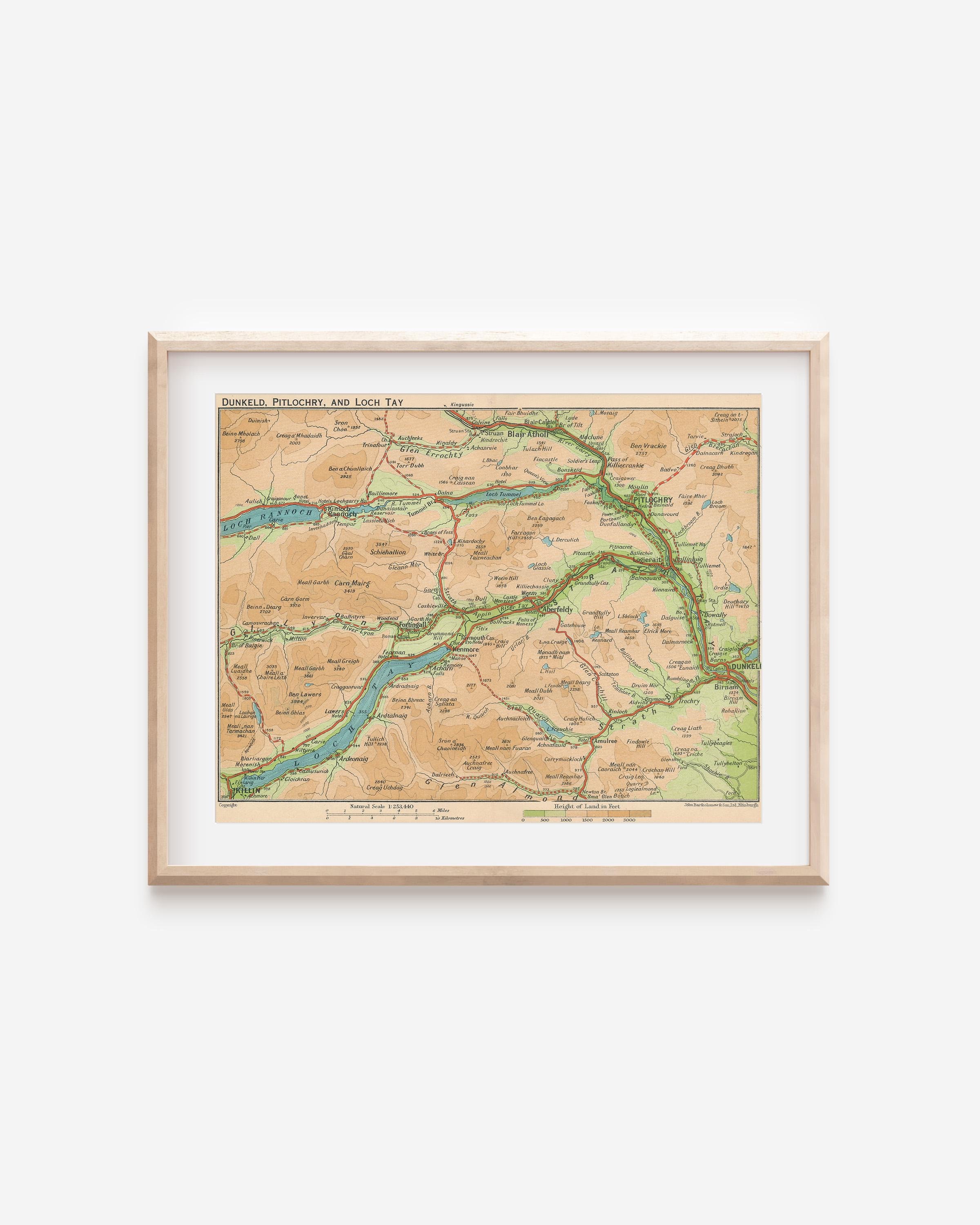 1949 Dunkeld, Pitlochry, and Loch Tay Scotland Antique Map - Etsy