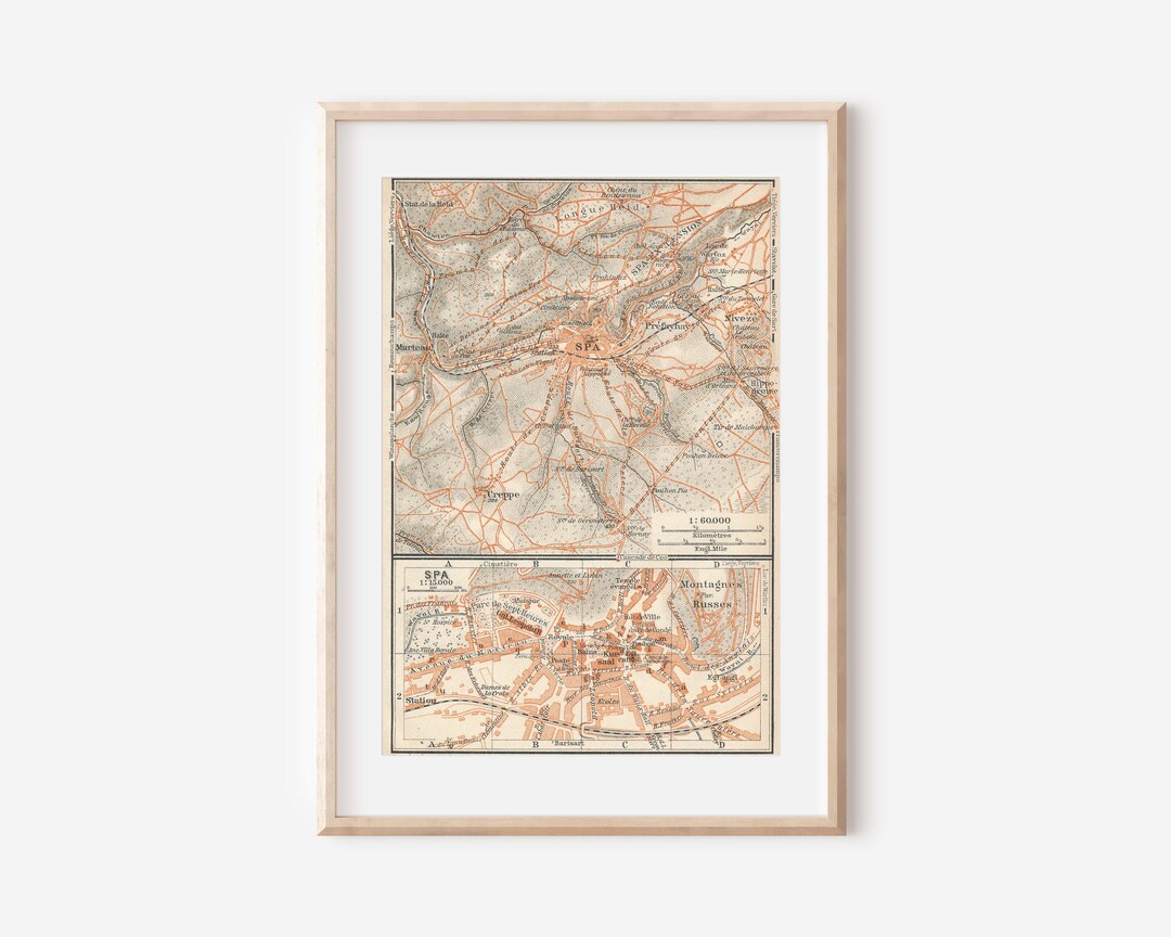 1910 Spa Belgium Antique Map - Etsy
