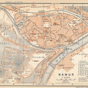 1910 Namur Belgium Antique Map - Etsy