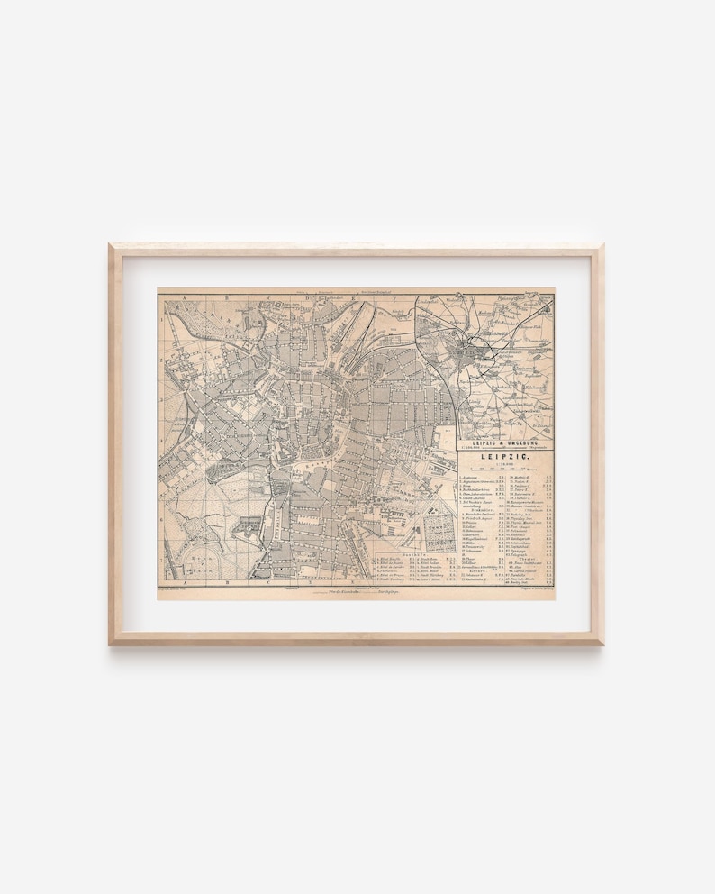 1881 Leipzig Germany Antique Map - Etsy