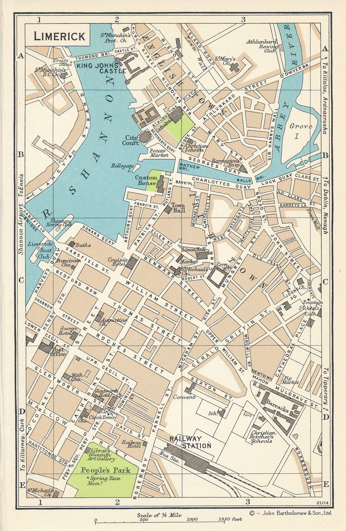 1962 Limerick Ireland Vintage Map - Etsy Sweden
