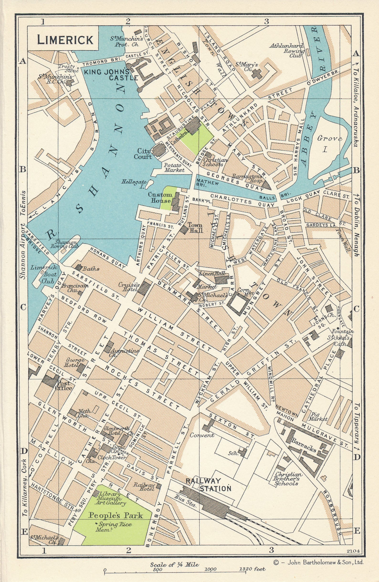 1962 Limerick Ireland Vintage Map | Etsy