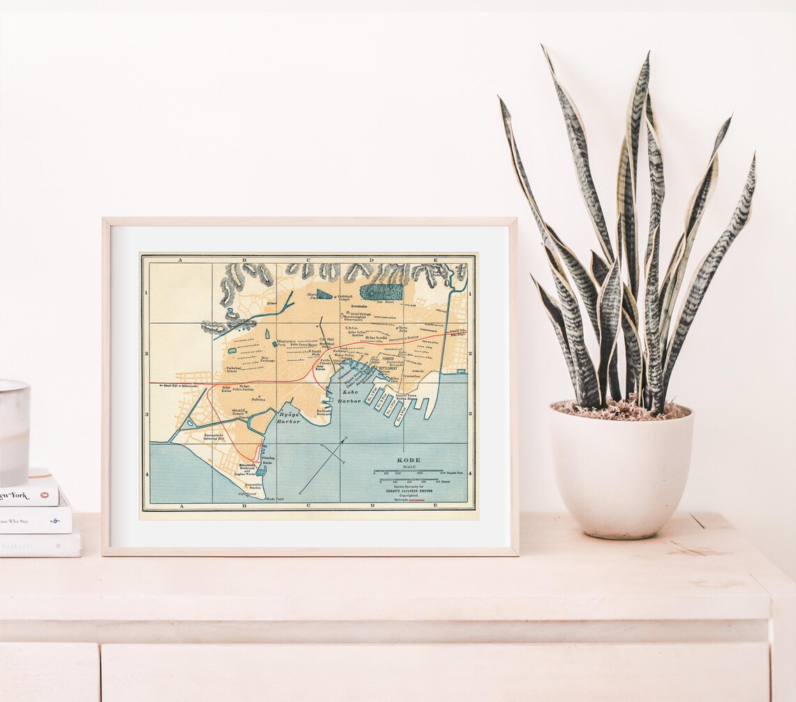 1933 Kobe Japan Antique Map - Etsy