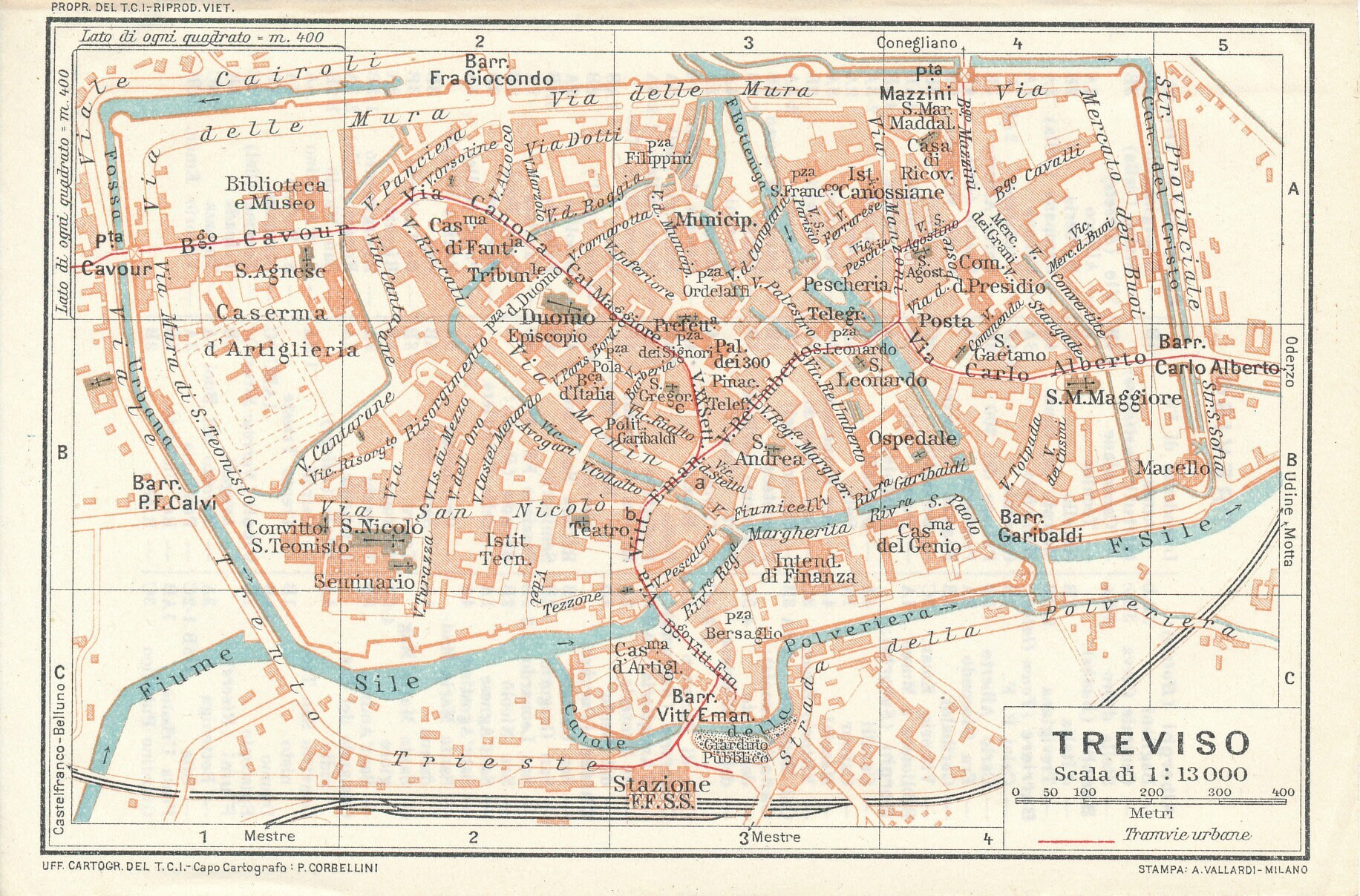 1924 Treviso Italy Antique Map - Etsy