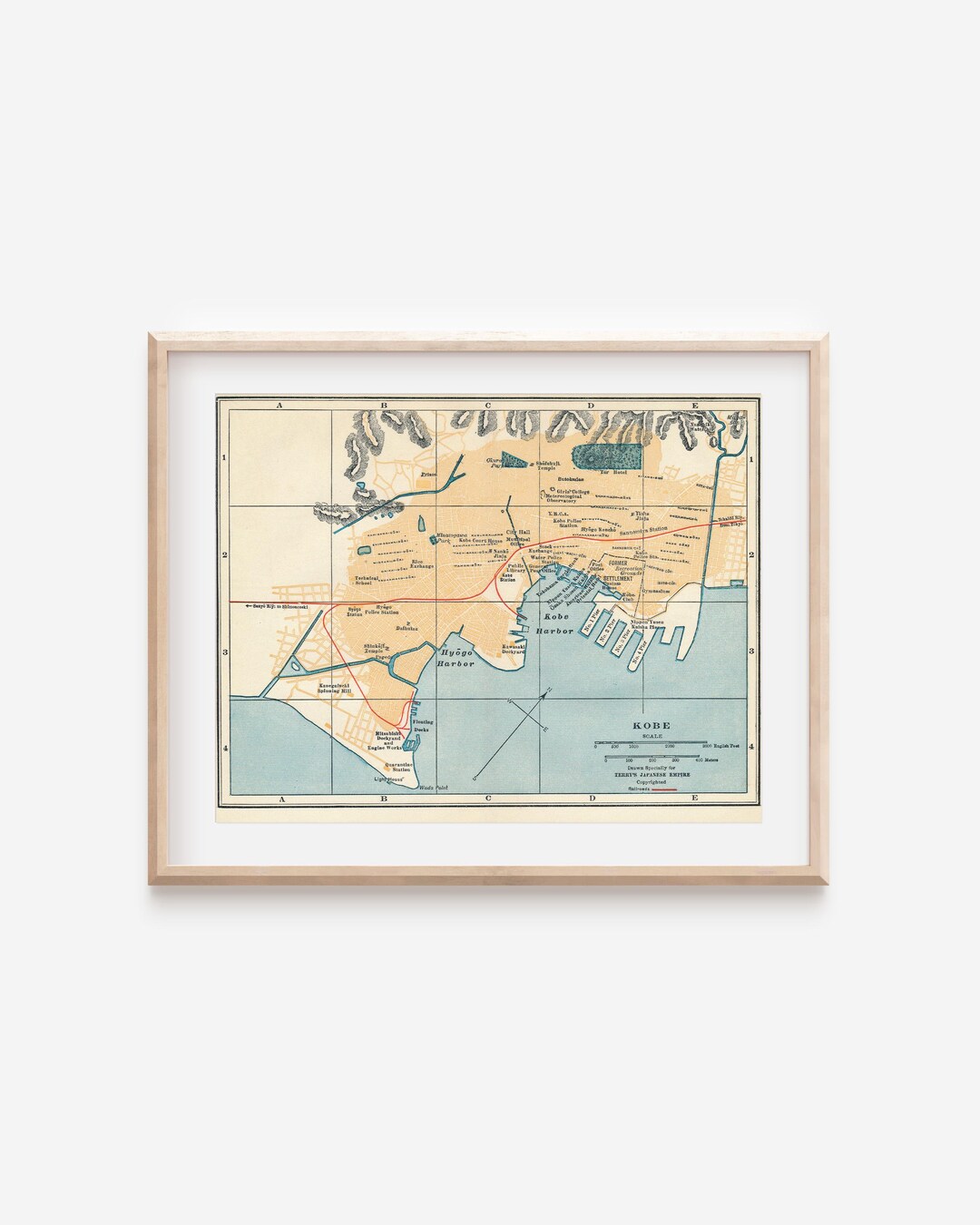 1933 Kobe Japan Antique Map - Etsy
