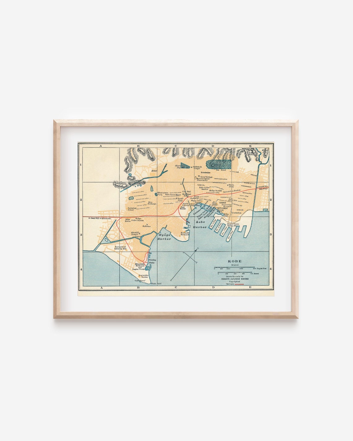 1933 Kobe Japan Antique Map - Etsy