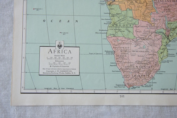 1938 Africa Antique Map | Etsy