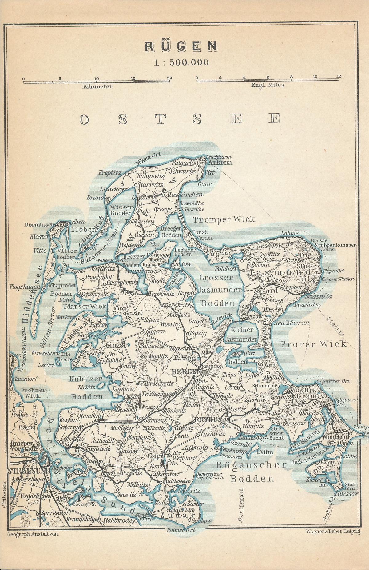 1913 Rugen Island Germany Antique Map - Etsy