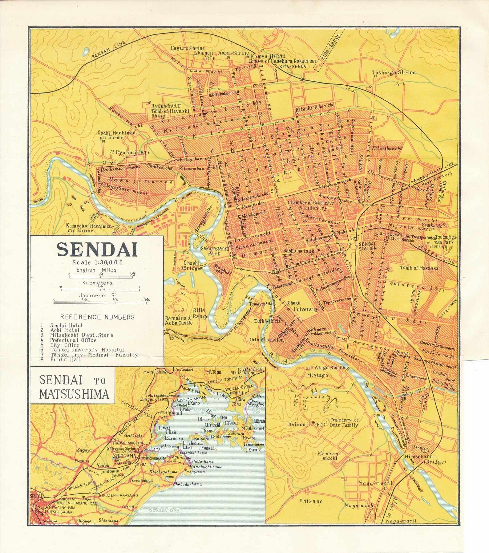 1961 Sendai Japan Vintage Map - Etsy