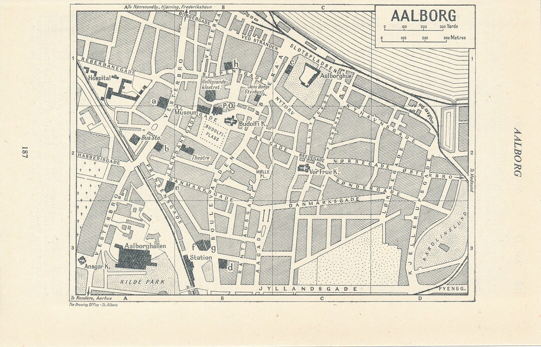 1955 Aalborg Denmark Vintage Map - Etsy