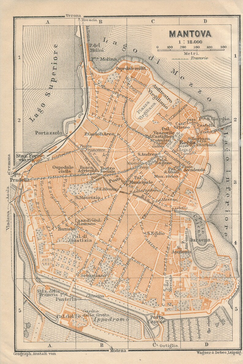 1913 Mantua mantova Italy Antique Map - Etsy