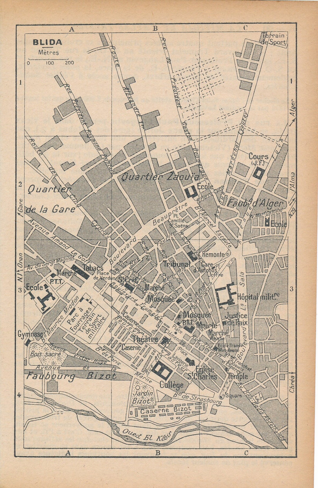 1950 Blida Algeria Vintage Map - Etsy